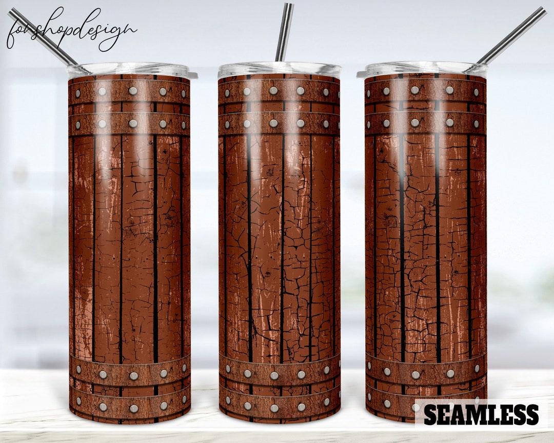 Wood Grain Whisky, Wood Barrel Seamless 20oz Skinny Tapered & Straight ...