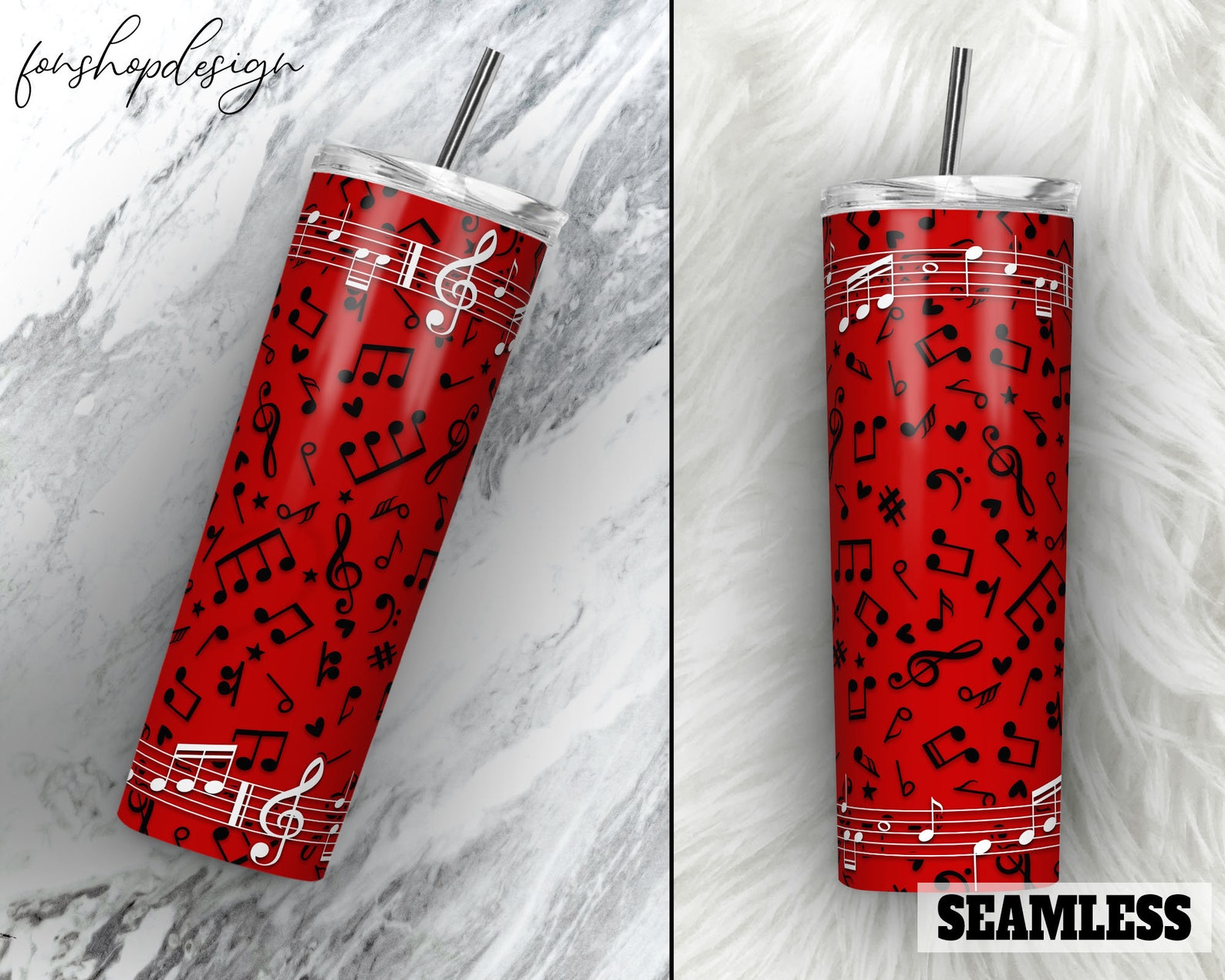 Music Notes Melody Seamless Tumbler 20 Oz Tumbler Skinny - Etsy