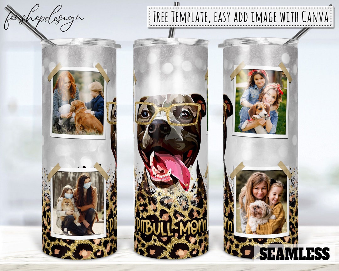 Pitbull Dog Mom Photo Frame 20oz Skinny Tapered & Straight Tumbler ...