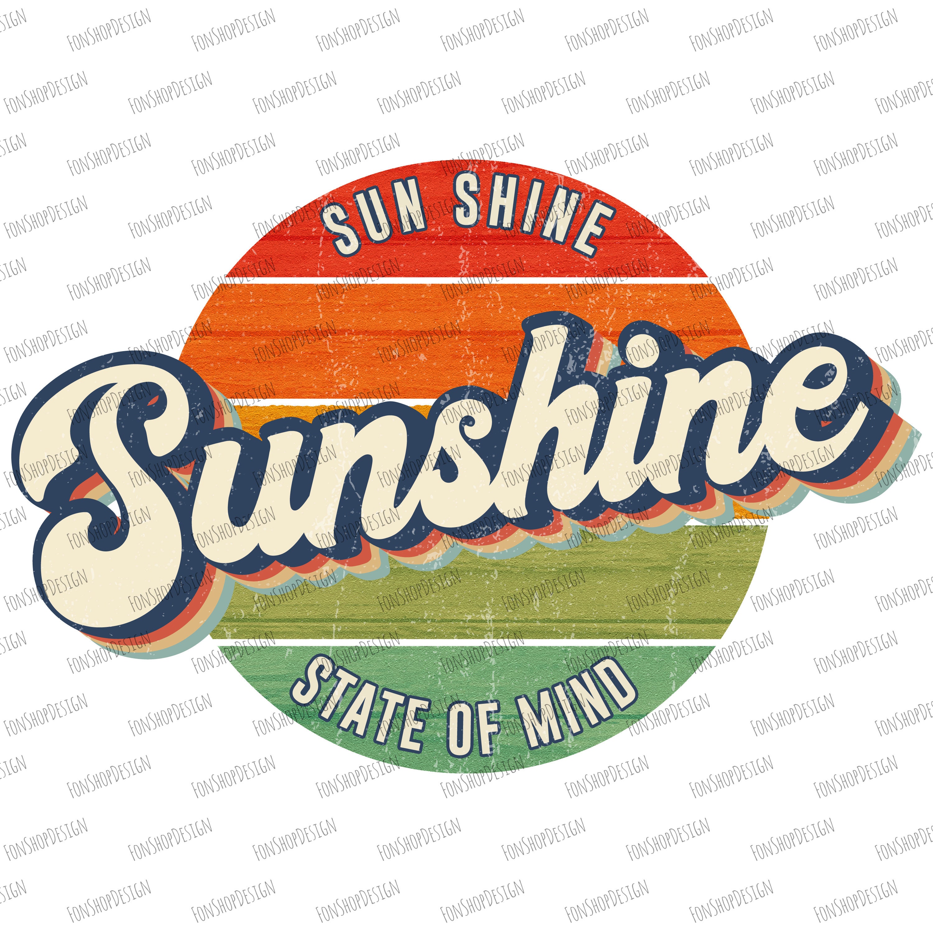 Retro Sunshine Vintage Sublimation Png Sun Shine State of | Etsy