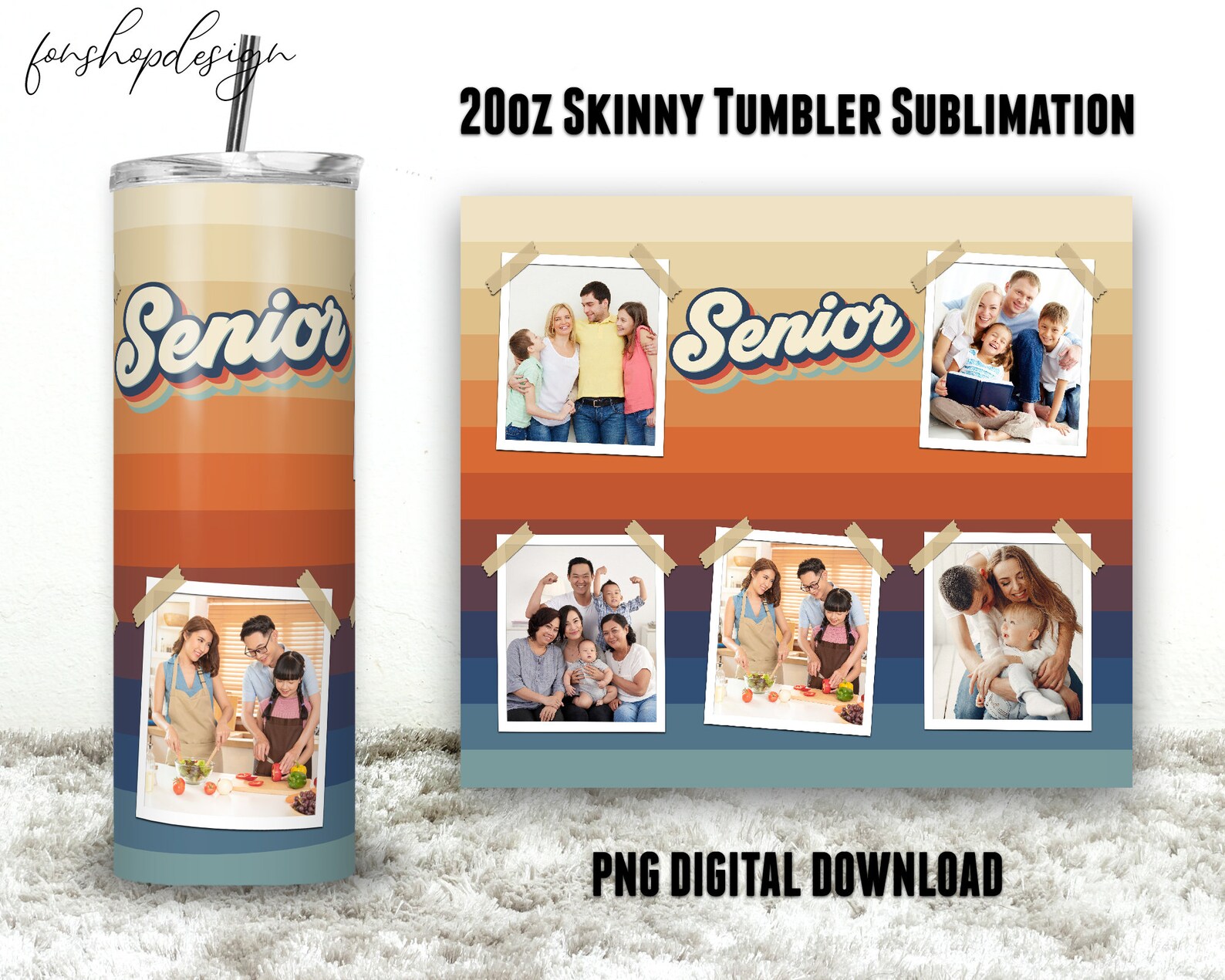 Retro Vintage Senior Photo Frame 20oz Skinny Tapered & - Etsy