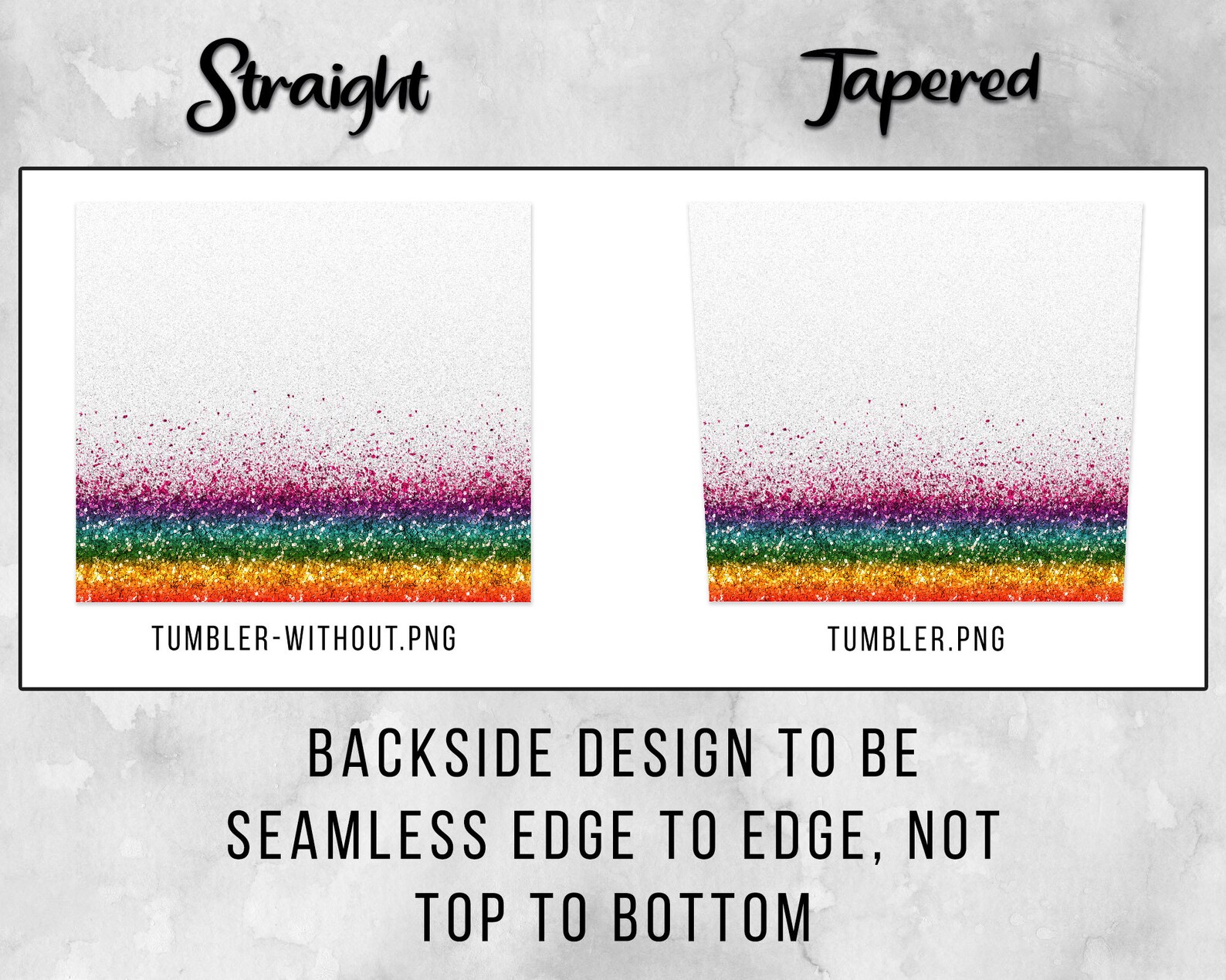 Glitter Confetti Rainbow Seamless 20oz Skinny Tapered & - Etsy