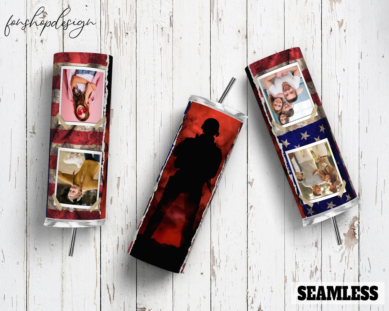 Military Army American Soldier Photo Frame 20oz Skinny - Etsy