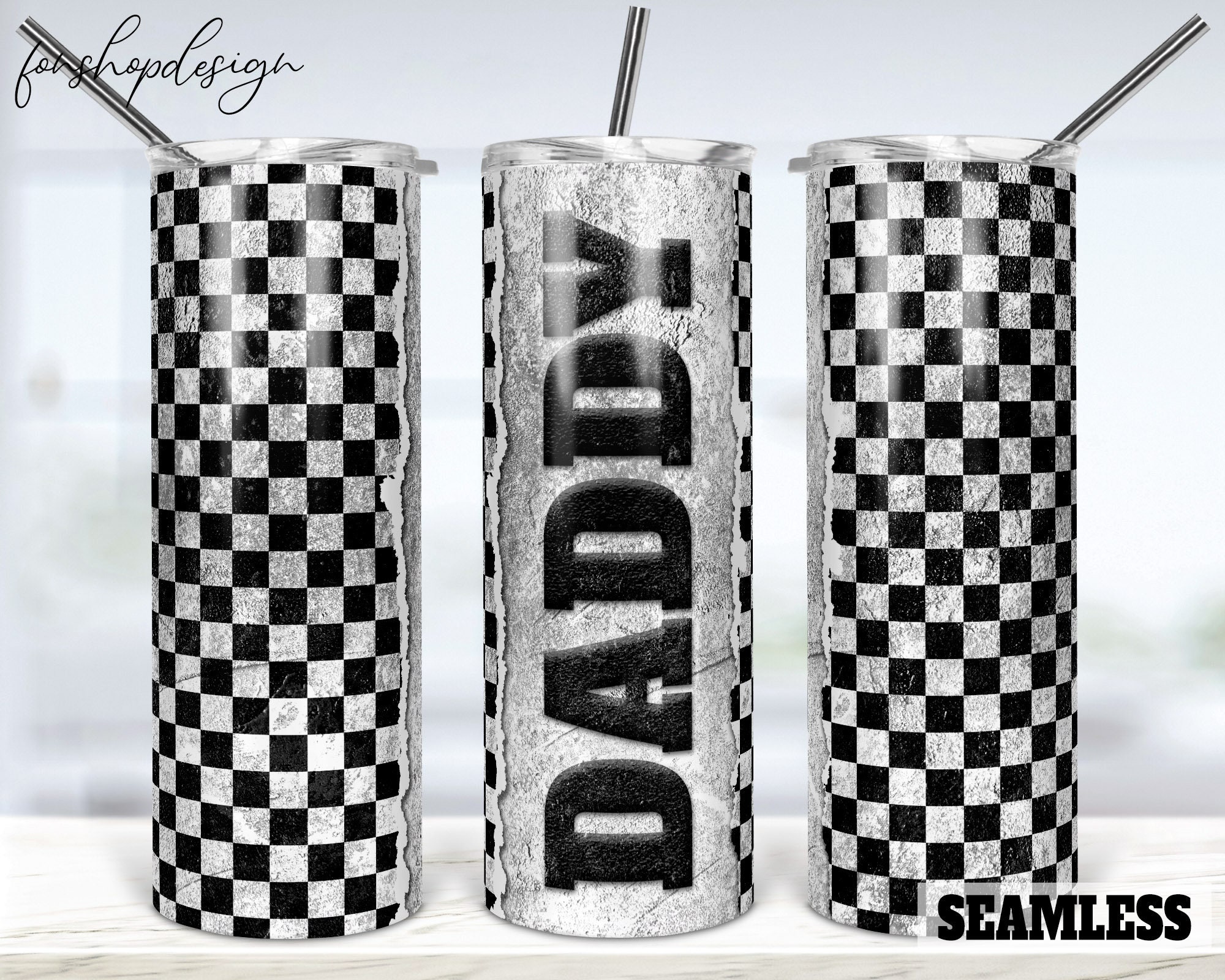 Daddy Race Checkered Fathers Day Seamless Tumbler 20 Oz - Etsy