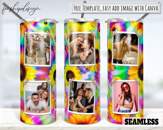 Tie Dye Sunflower Photo Frame 20oz Skinny Tapered & Straight - Etsy