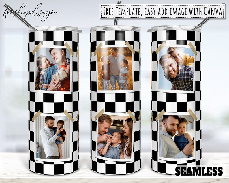 Checked Flag Seamless Photo Frame 20oz Skinny Tapered and - Etsy