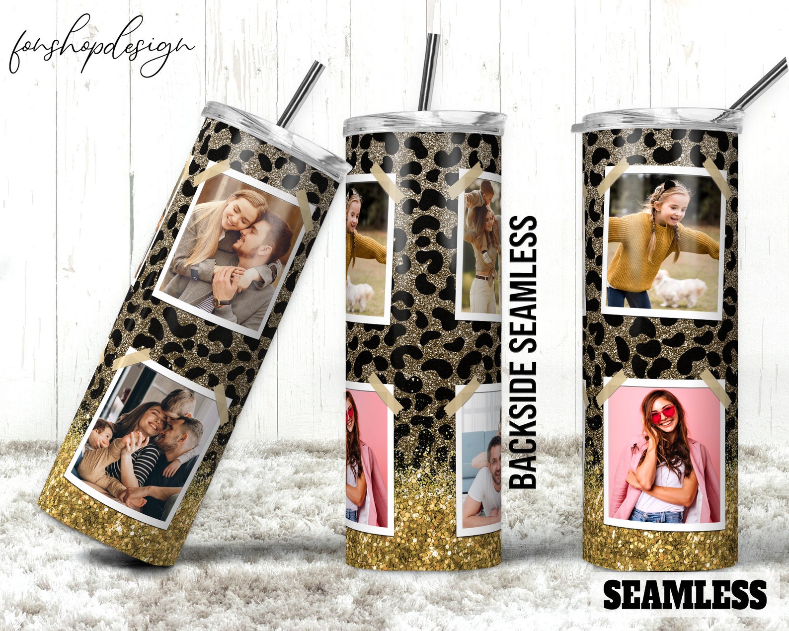 Cheetah Leopard Glitter Photo Frame 20oz Skinny Tapered & - Etsy