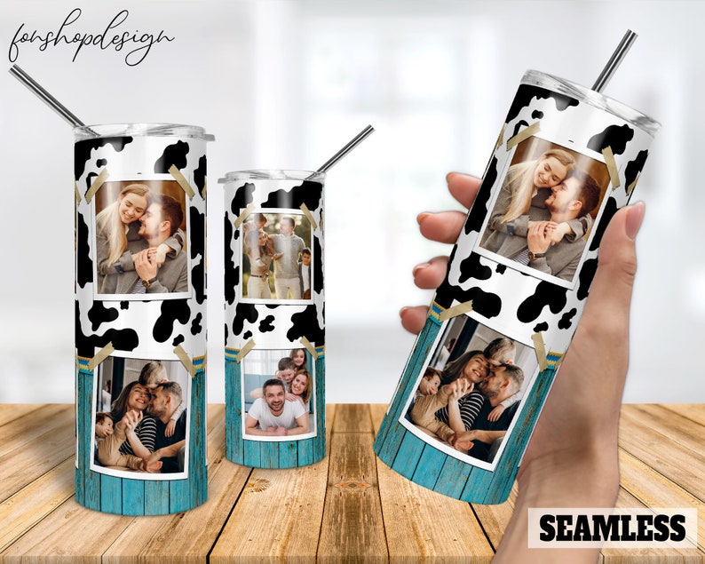 Cow Wood Print Farm Animals Photo Frame 20oz Skinny Tapered & - Etsy