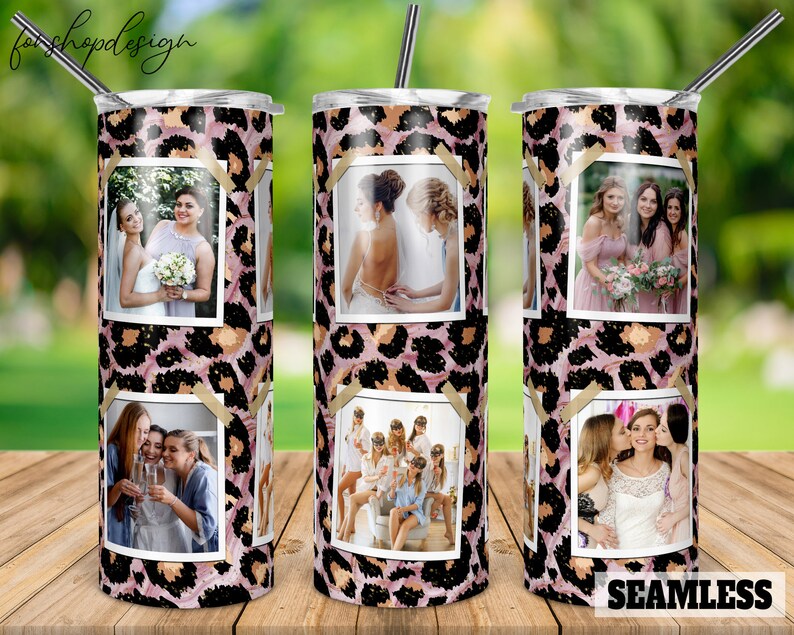 Bridesmaid Leopard Photo Frame 20oz Skinny Tapered & Straight - Etsy