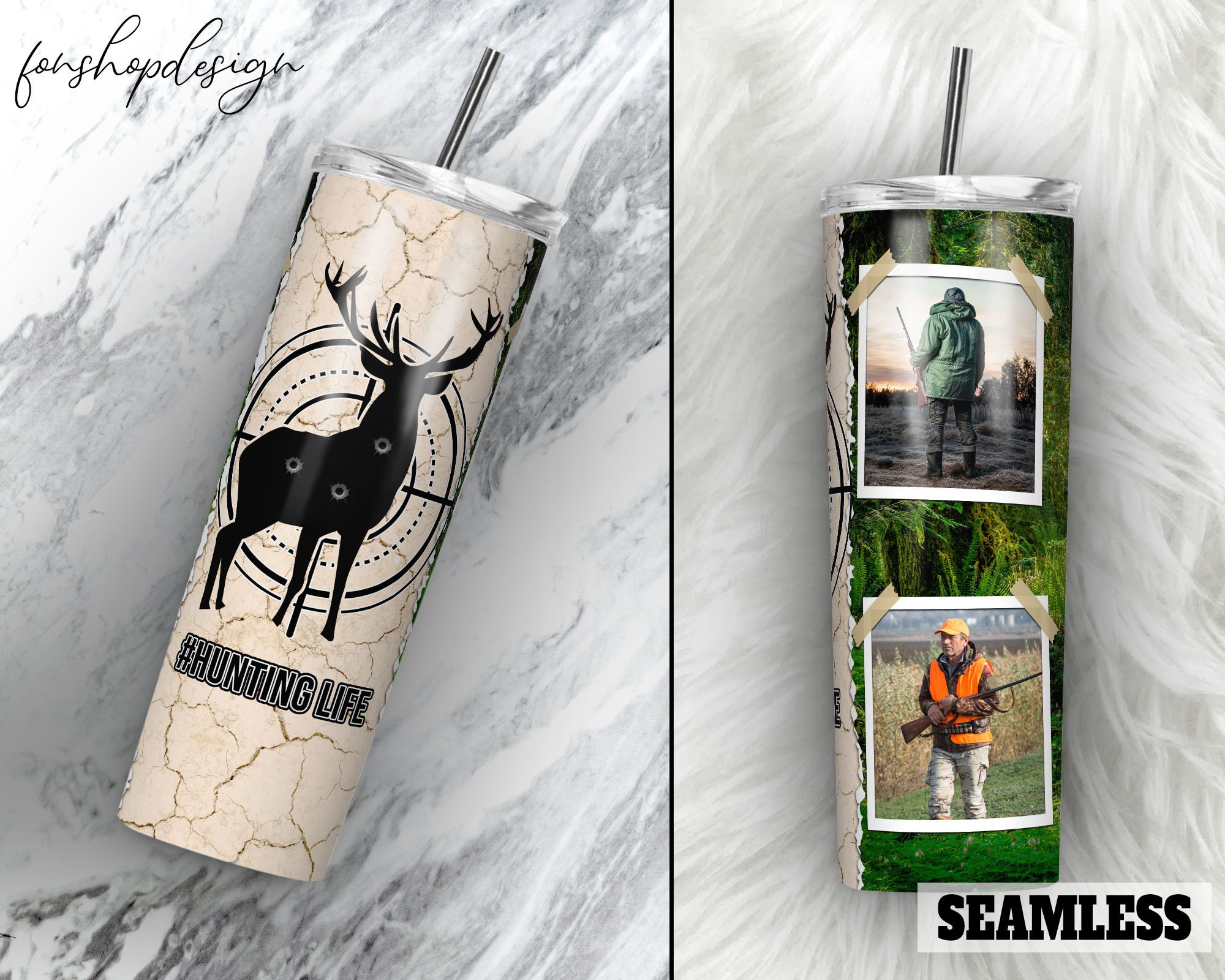 Hunting Life Photo Frame 20oz Skinny Tapered & Straight Tumbler ...