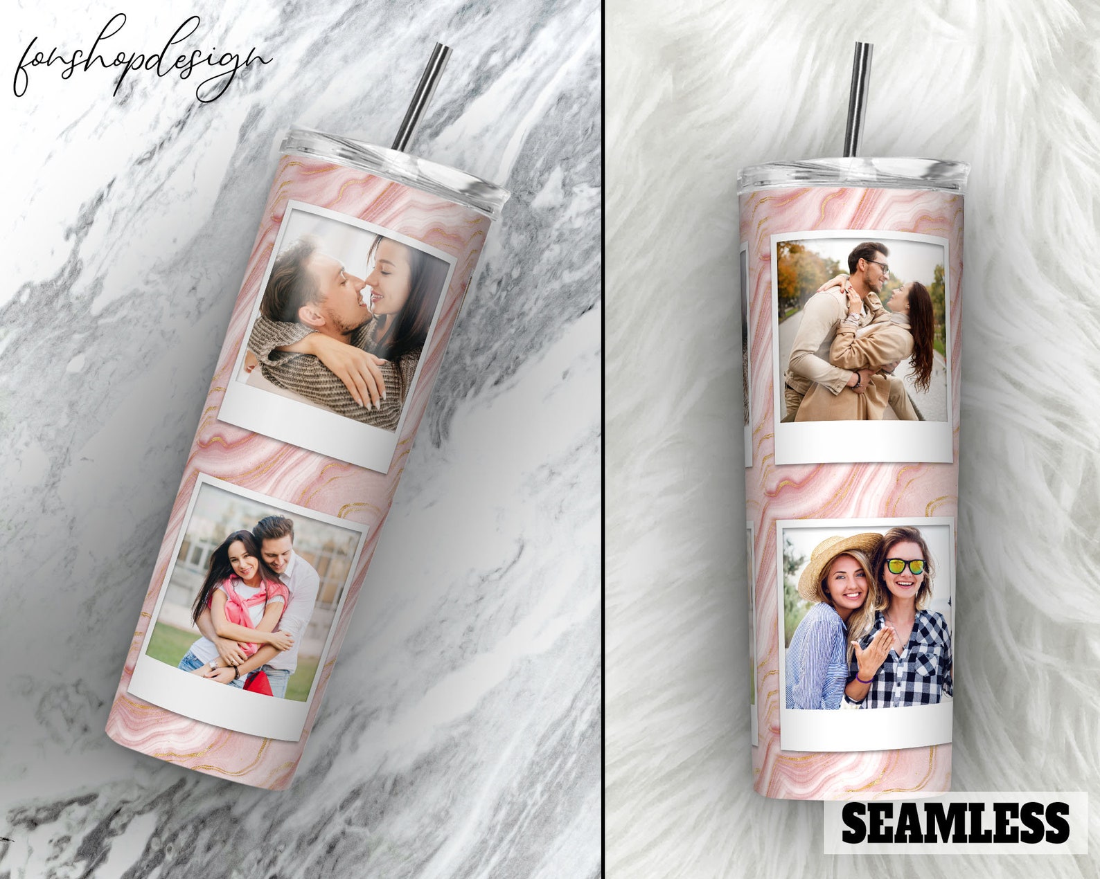 Rose Gold Marble Glitter Abstract Photo Frame Tumbler20 Oz - Etsy