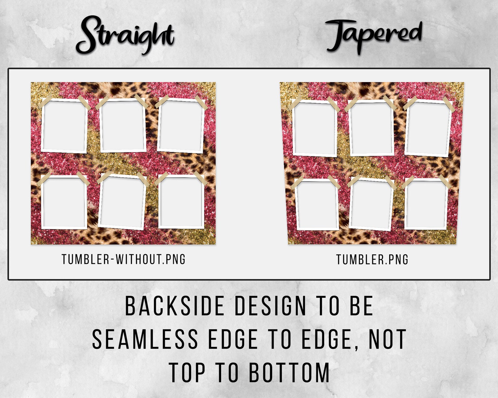 Pink Gold Glitter Leopard Photo Frame 20oz Skinny Tapered & - Etsy