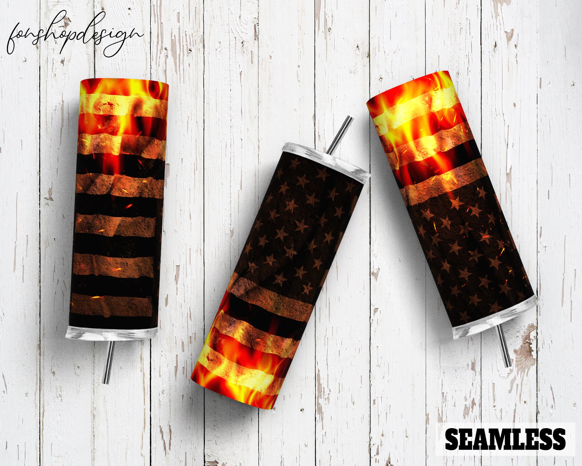 Firefighter Fireman Seamless 20oz Skinny Tapered & Straight - Etsy