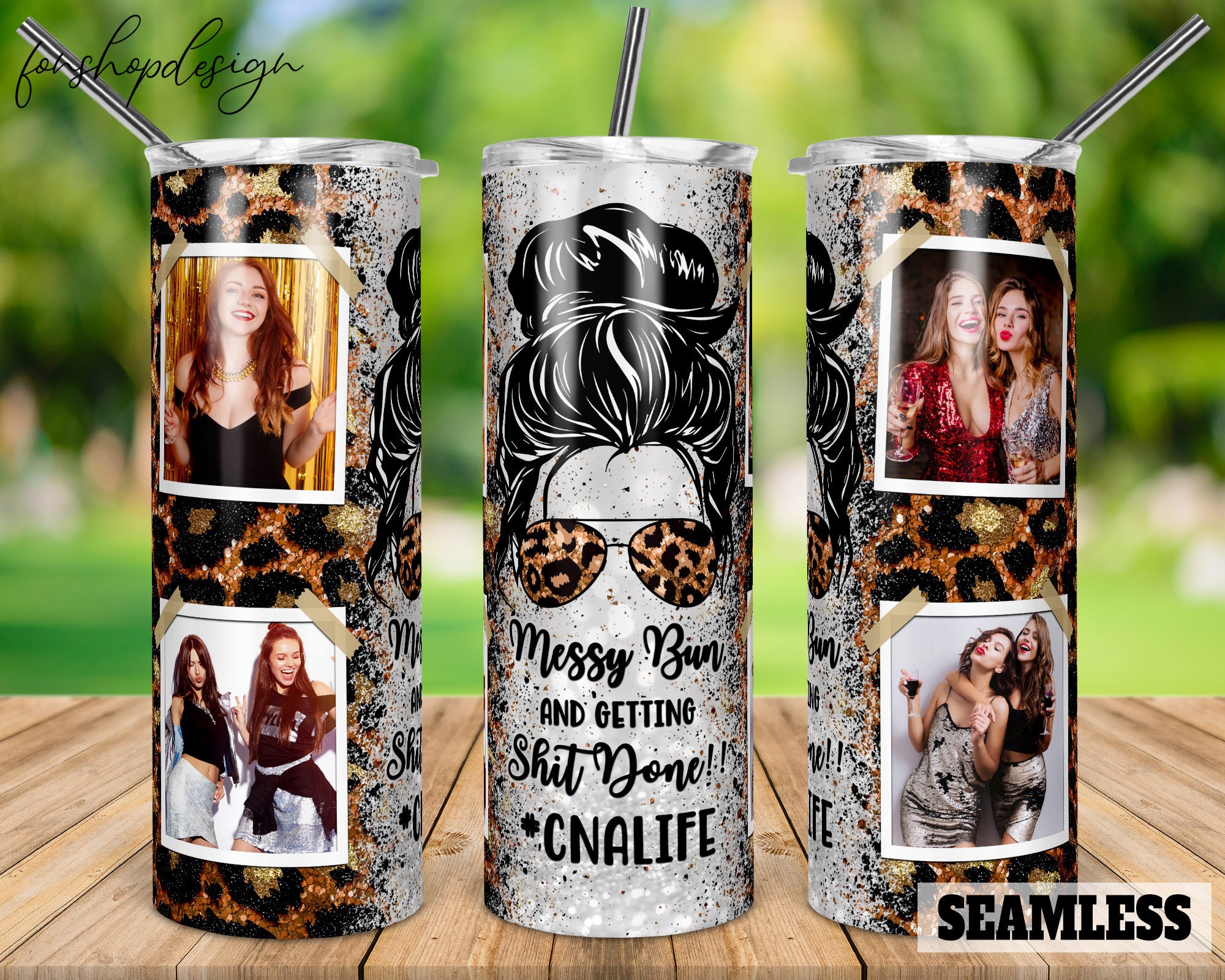 CNA Life Messy Bun Getting Shit Done Photo Frame 20oz Skinny | Etsy