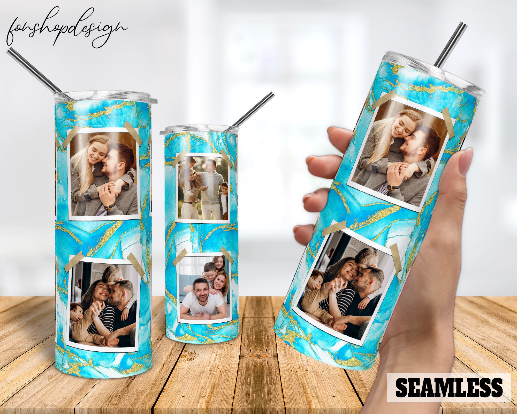 Blue Abstract Alcohol Ink Photo Frame 20oz Skinny Tapered - Etsy