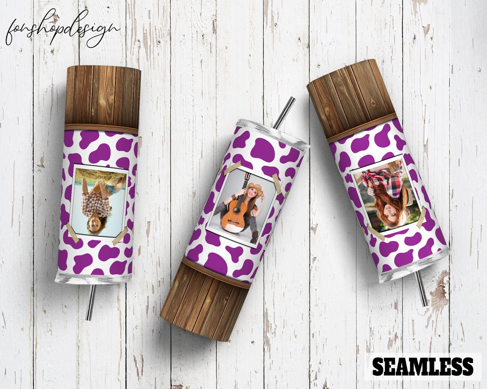 Purple Cow Print Photo Frame 20oz Skinny Tapered & Straight - Etsy