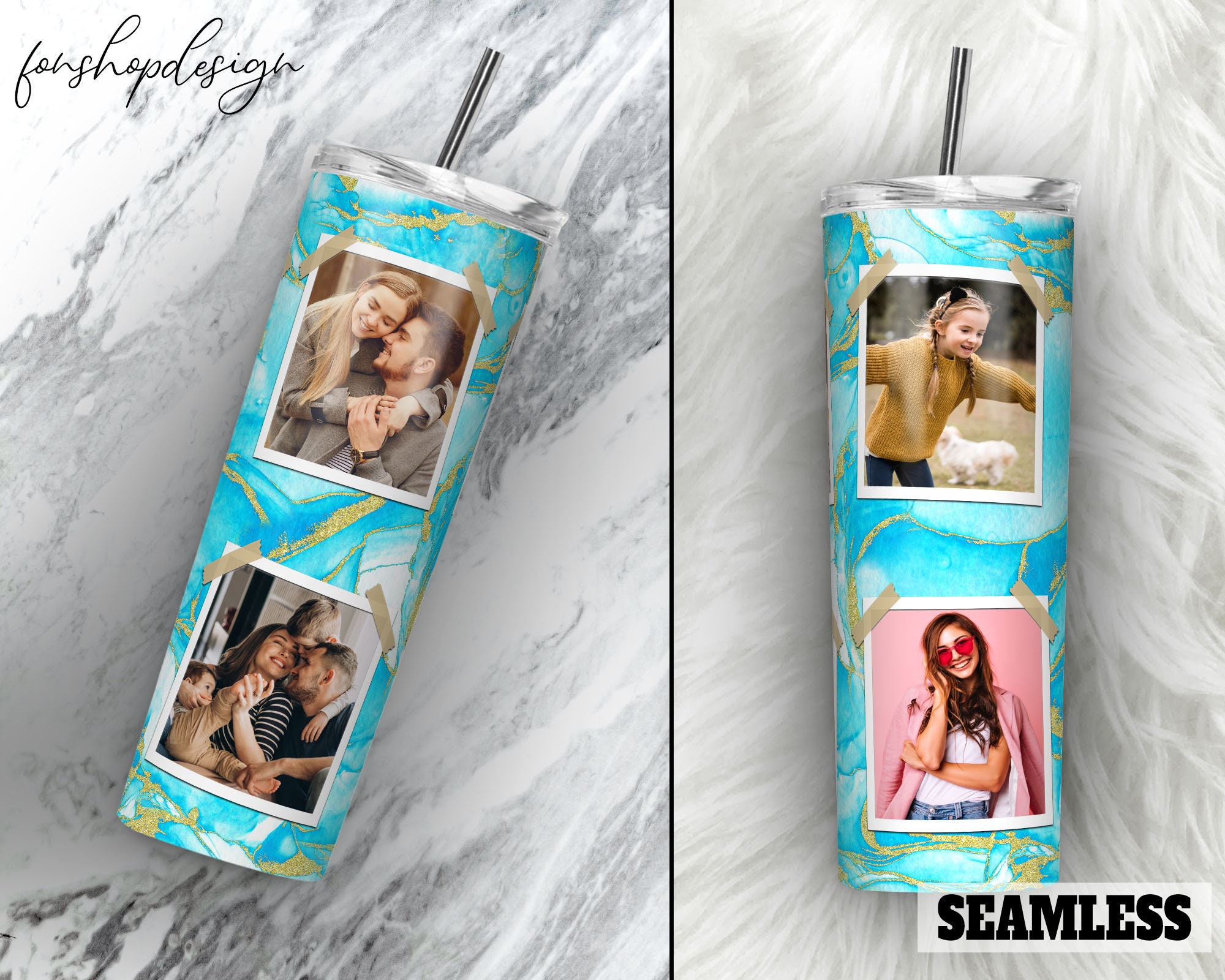 Blue Abstract Alcohol Ink Photo Frame 20oz Skinny Tapered - Etsy