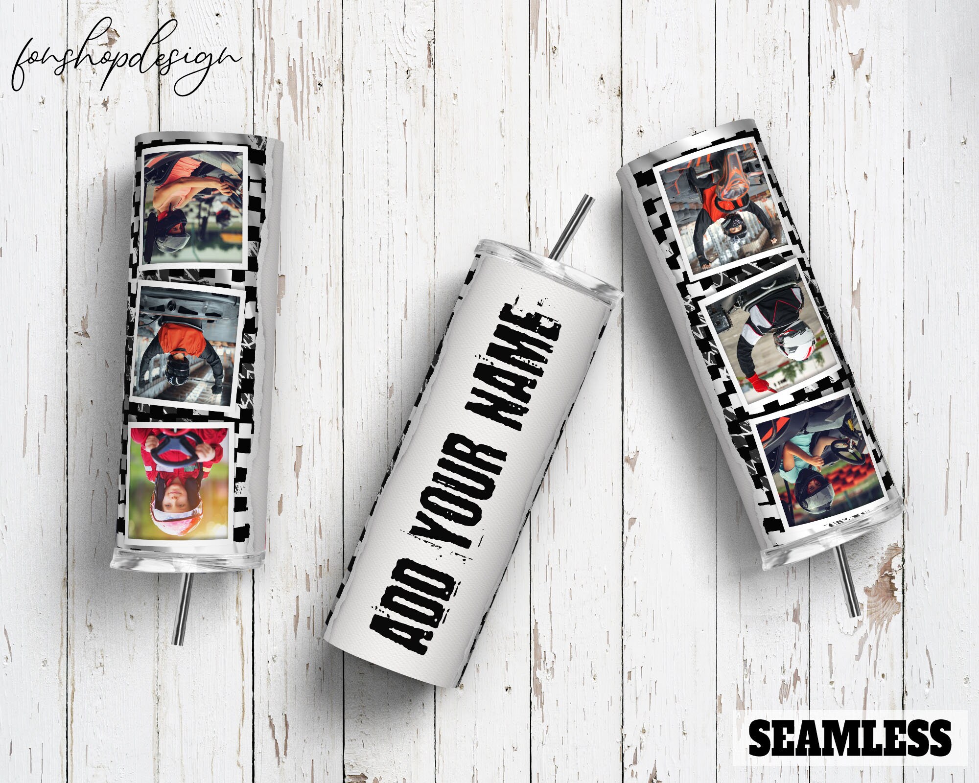 Checkered Flag Tumbler, Picture Photo Frame, 20 Oz Tumbler, Skinny ...