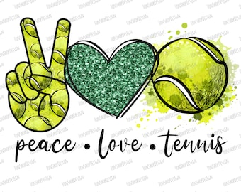Peace Love Tennis Sublimation Png Digital Download, Tennis Png, Tennis ...