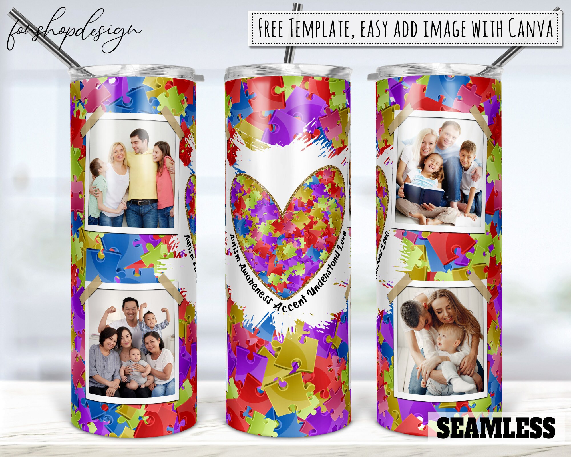 Autism Awareness Photo Frame 20oz Skinny Tapered & Straight - Etsy