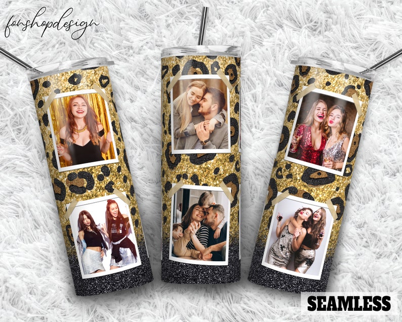 Black Glitter Leopard Photo Frame 20oz Skinny Tapered & - Etsy