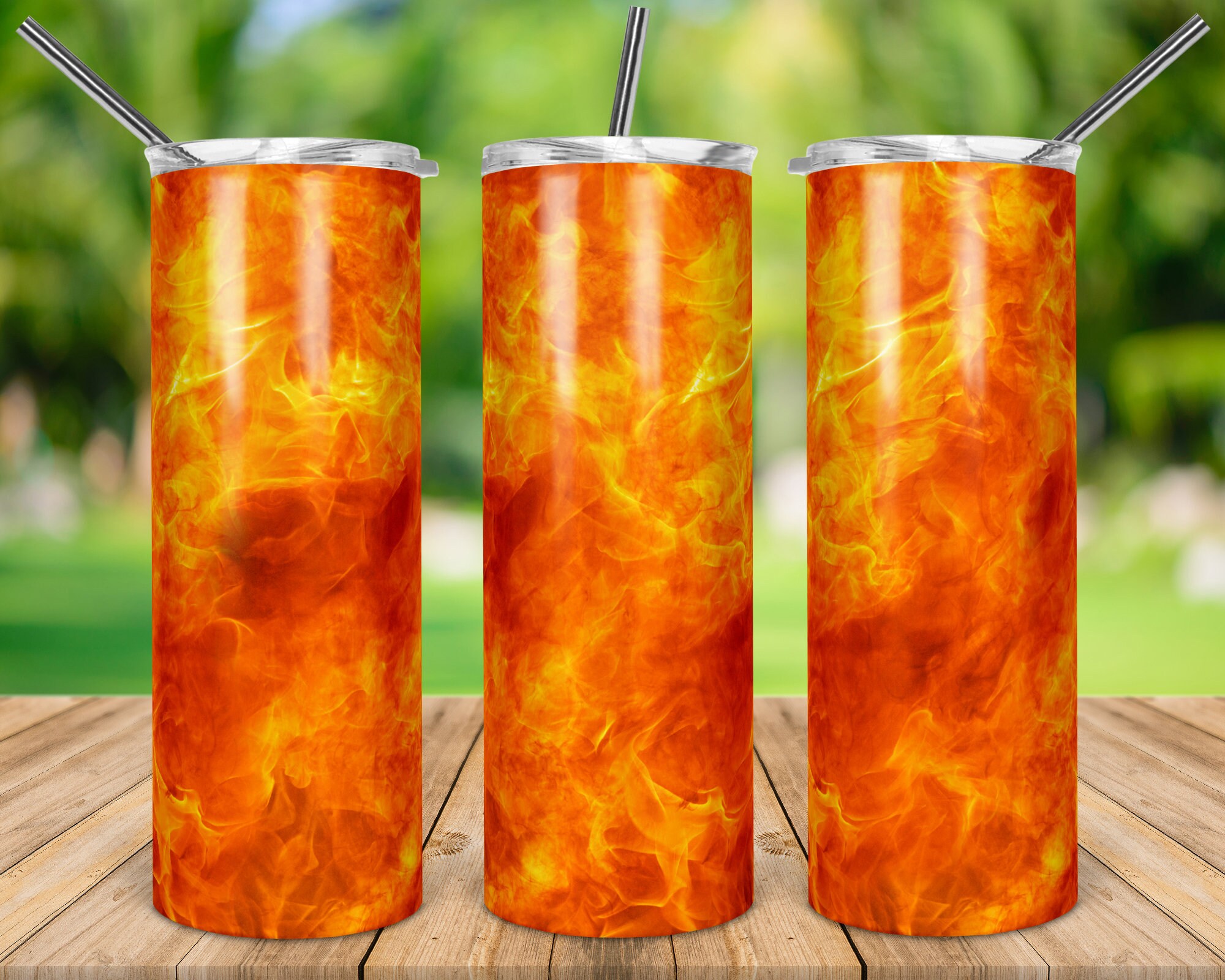 Flames Fire Seamless 20oz Skinny Tapered & Straight Tumbler | Etsy