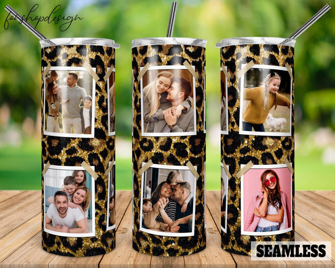Black Glitter Leopard Print Photo Frame 20oz Skinny Tapered & | Etsy