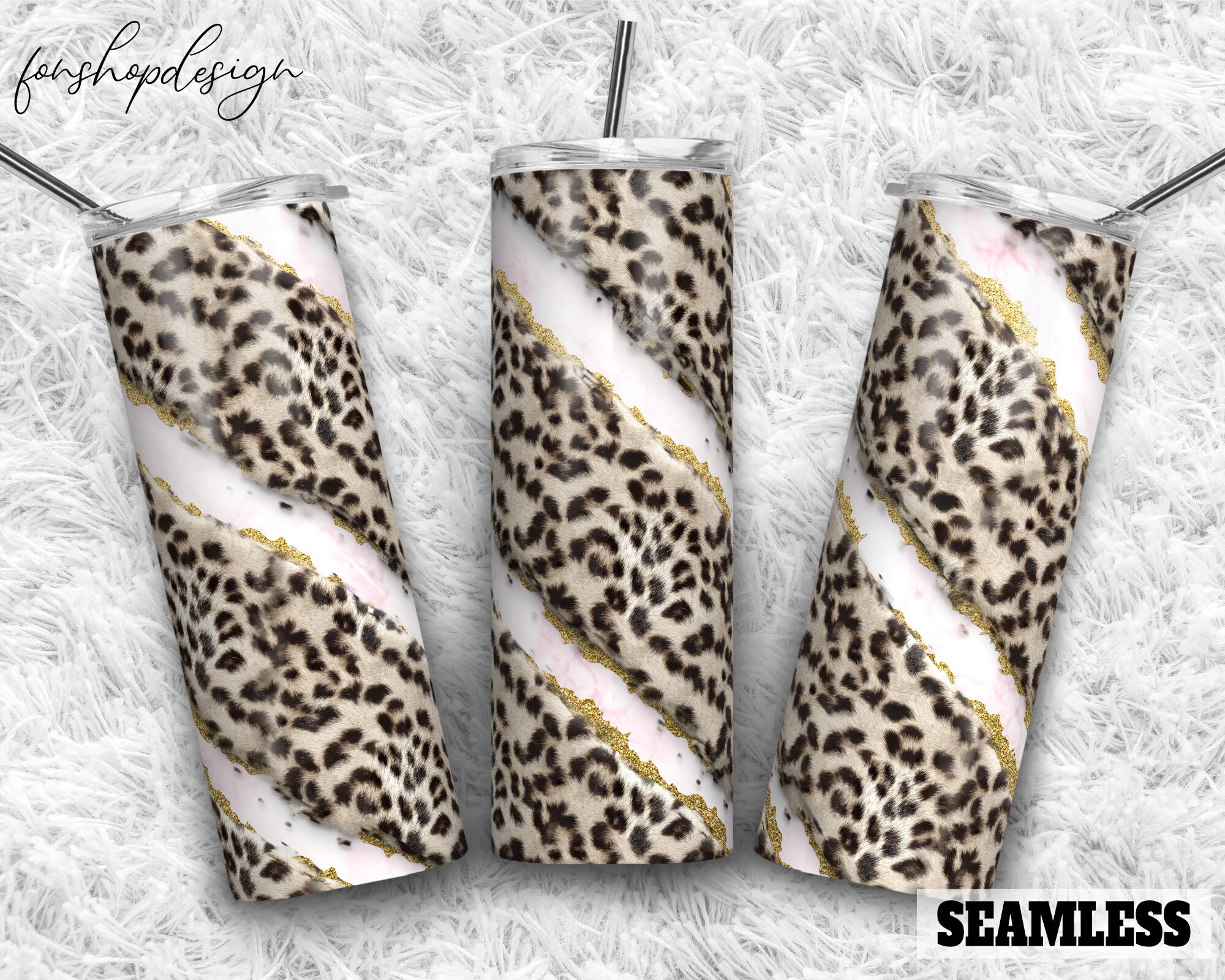 Snow Leopard Marble Seamless 20oz Skinny Tapered & Straight - Etsy