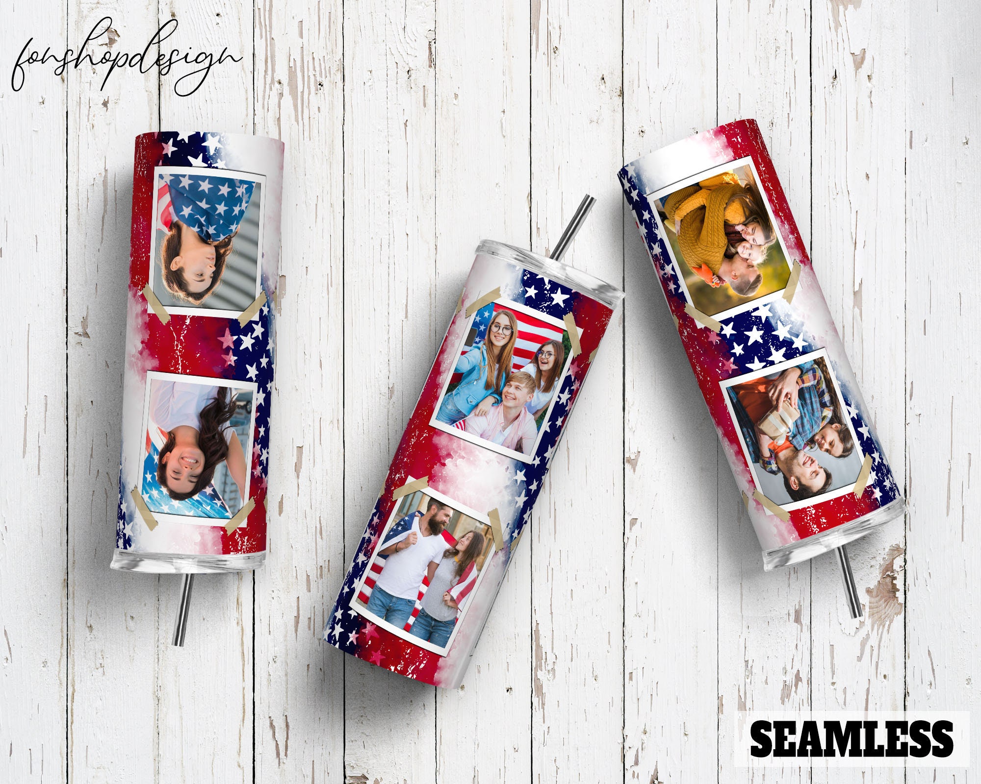 Red White and Blue Photo Frame 20oz Skinny Tapered & Straight - Etsy