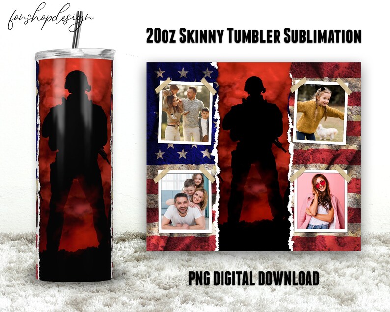 Military Army American Soldier Photo Frame 20oz Skinny - Etsy
