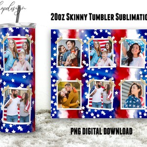 American Flag, 4th of July Photo Frame 20oz Skinny Tapered & Straight ...