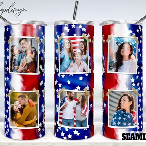 American Flag 4th of July Photo Frame 20oz Skinny Tapered & - Etsy