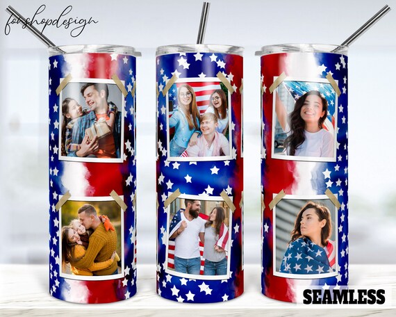 American Flag 4th of July Photo Frame 20oz Skinny Tapered & - Etsy