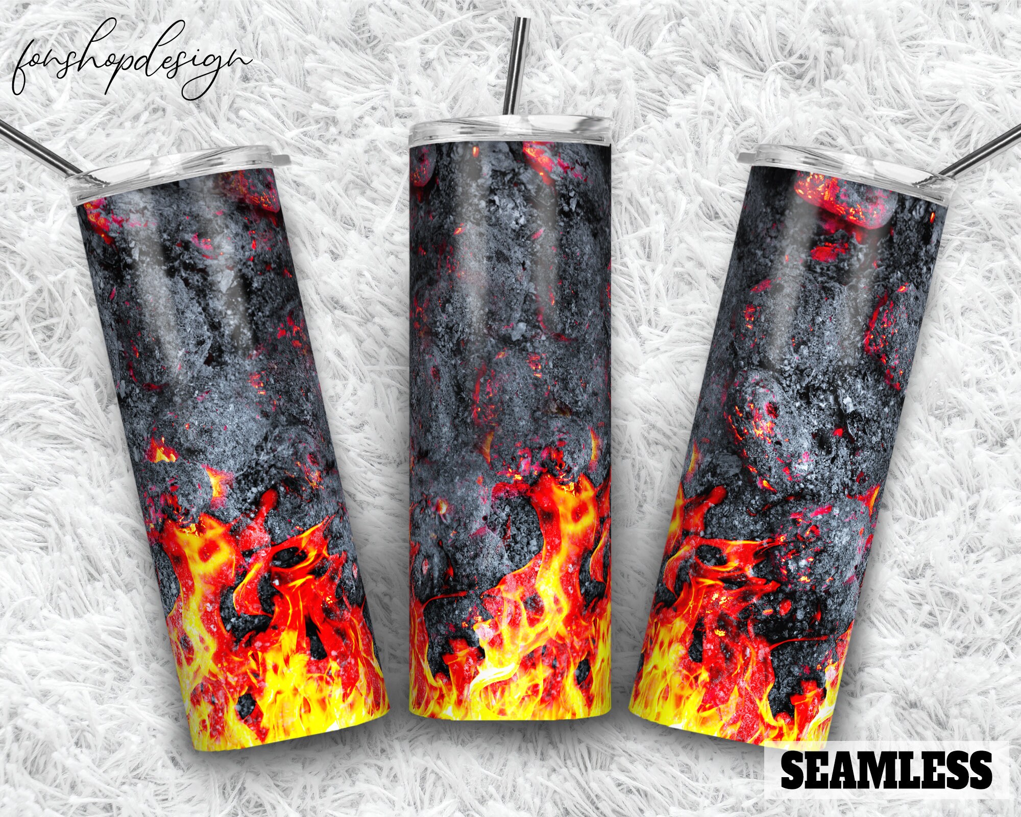 Flames Fire Seamless Tumbler 20 Oz Tumbler Skinny Tumbler - Etsy