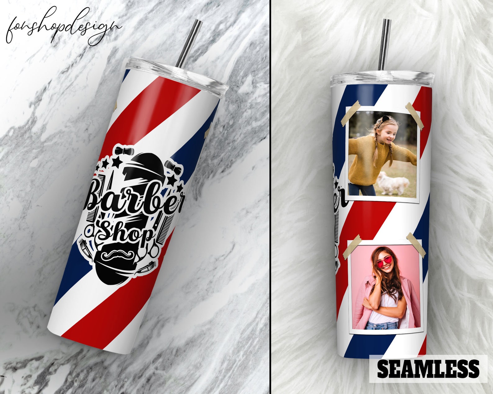 Barber Shop Photo Frame 20oz Skinny Tapered & Straight Tumbler ...