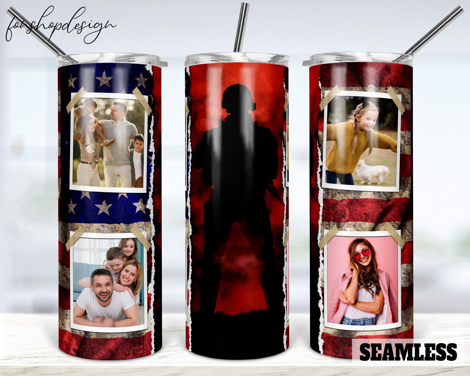 Military Army American Soldier Photo Frame 20oz Skinny - Etsy