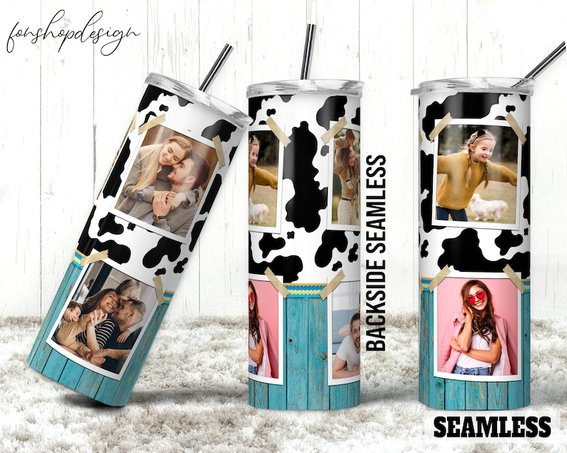 Cow Wood Print Farm Animals Photo Frame 20oz Skinny Tapered & - Etsy