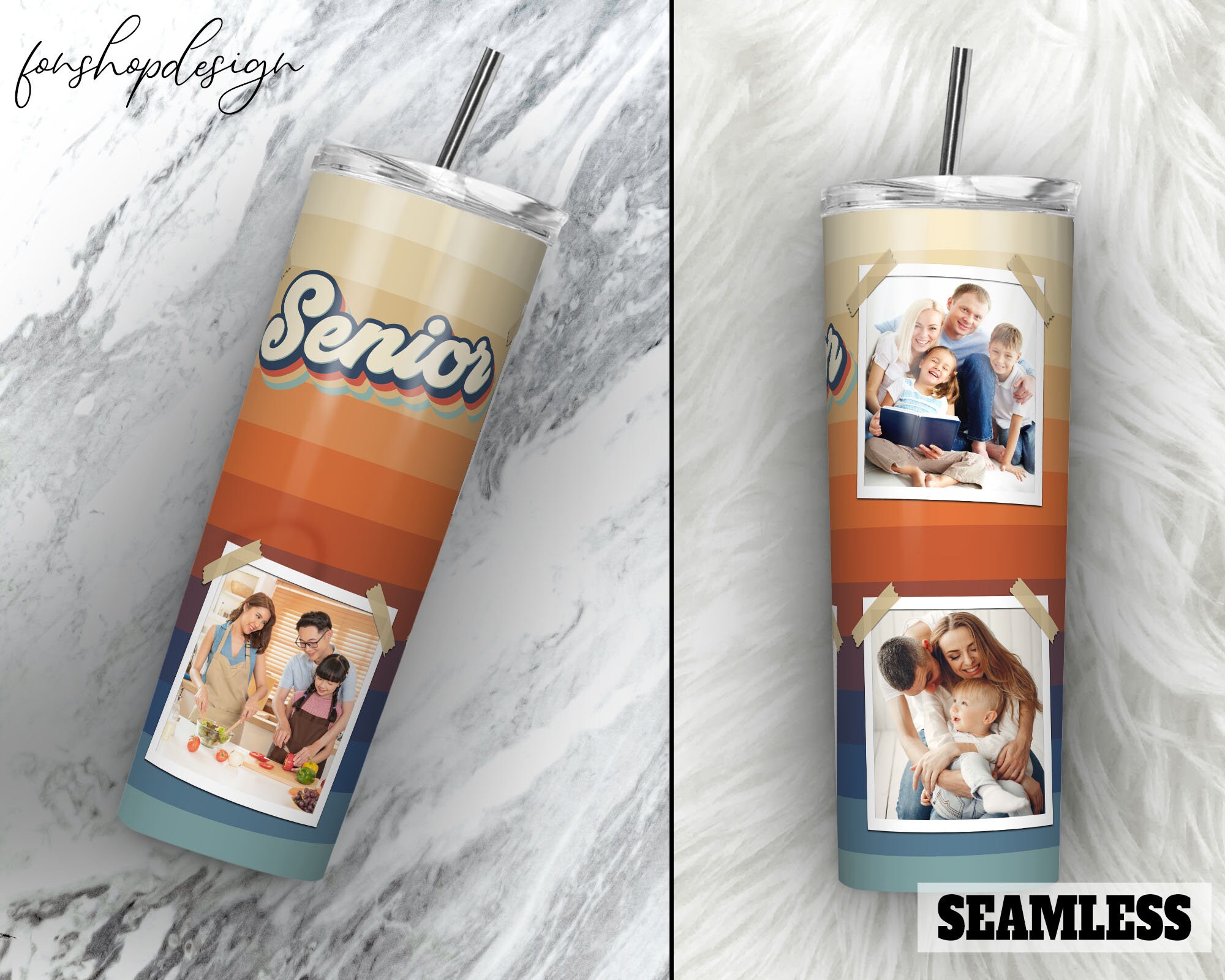 Retro Vintage Senior Photo Frame 20oz Skinny Tapered & - Etsy