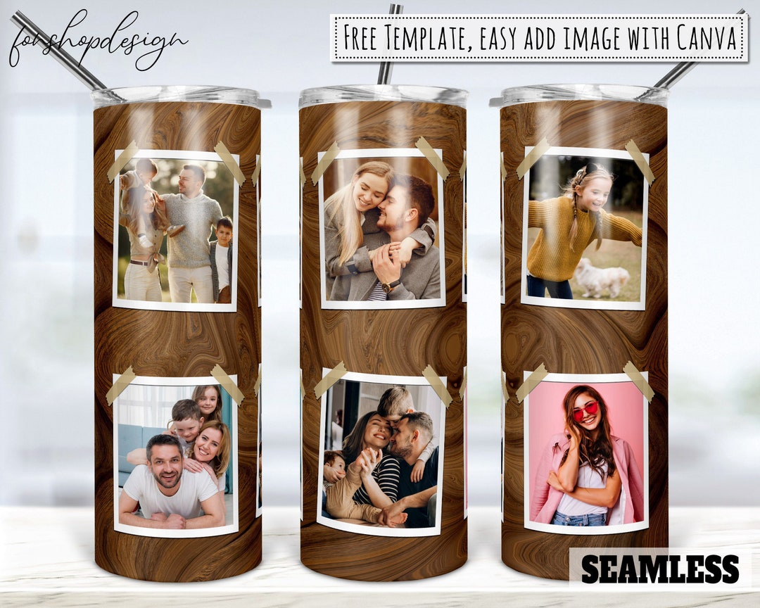 Wood Grain Rustic Photo Frame 20oz Skinny Tapered & Straight Tumbler ...