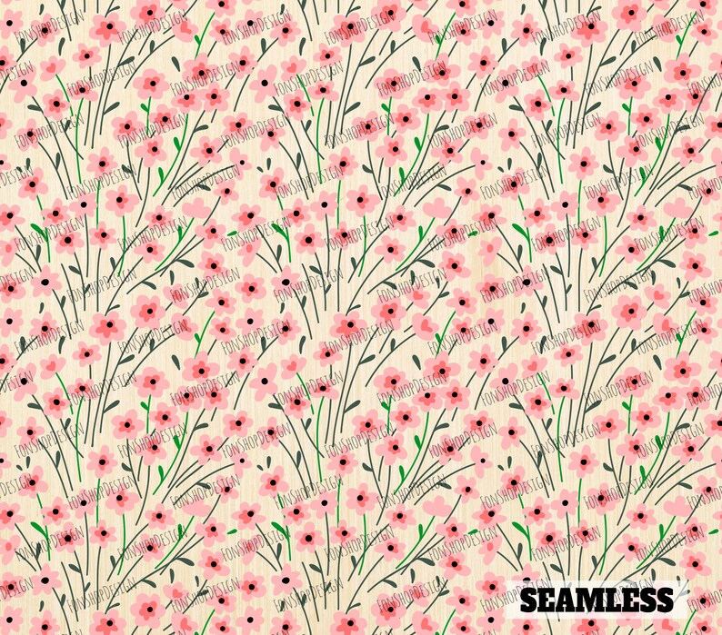 Pink Floral Flower Seamless 20oz Skinny Tapered & Straight | Etsy