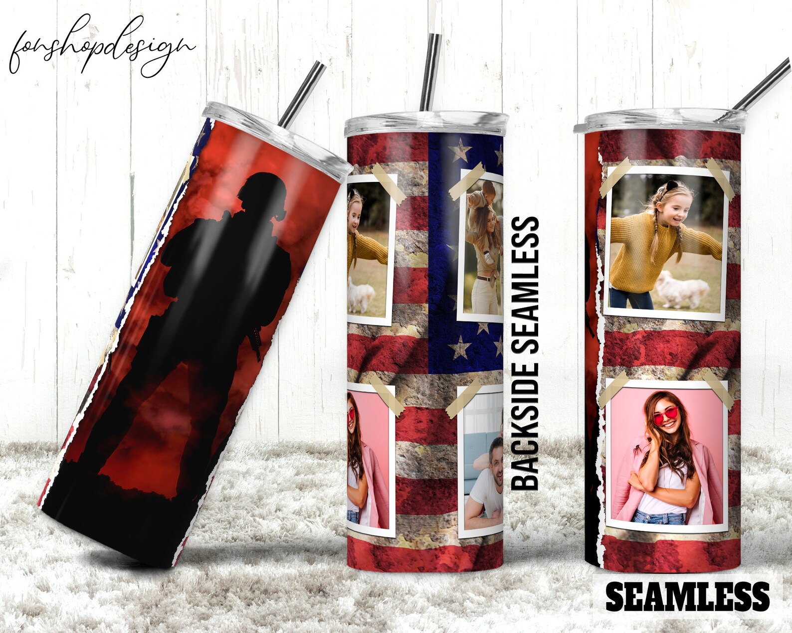 Military Army American Soldier Photo Frame 20oz Skinny - Etsy