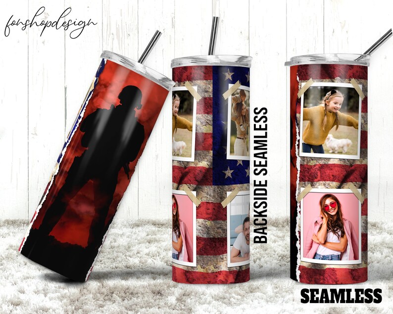 Military Army American Soldier Photo Frame 20oz Skinny - Etsy