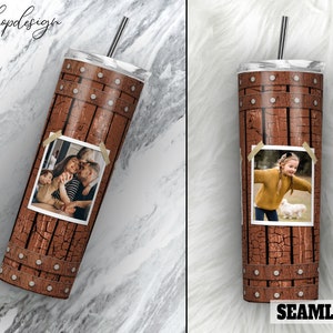 Wood Grain Whisky, Wood Barrel Photo Frame 20oz Skinny Tapered ...