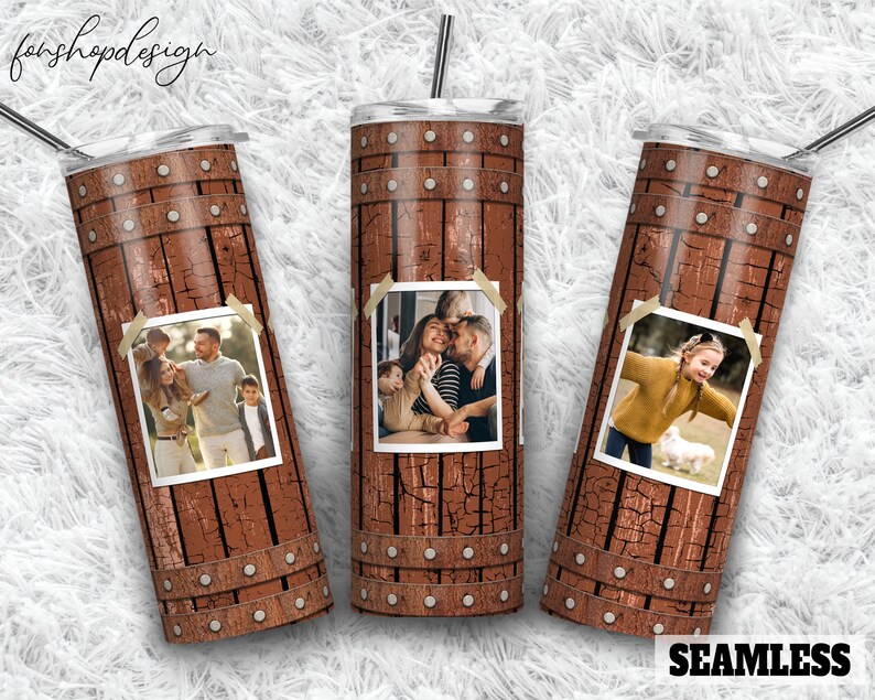 Wood Grain Whisky Wood Barrel Photo Frame 20oz Skinny Tapered - Etsy