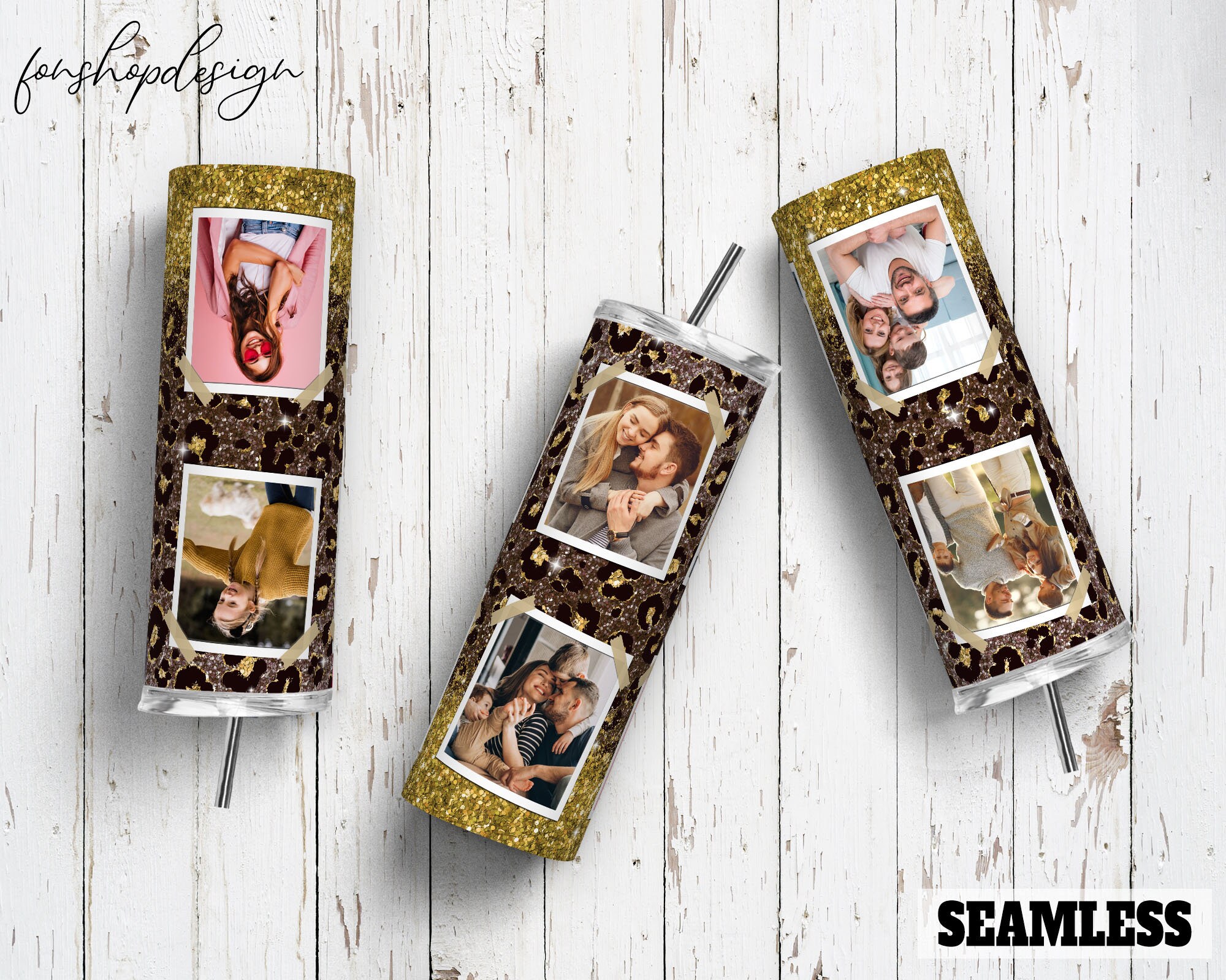 Cheetah Leopard Glitter Photo Frame 20oz Skinny Tapered & - Etsy