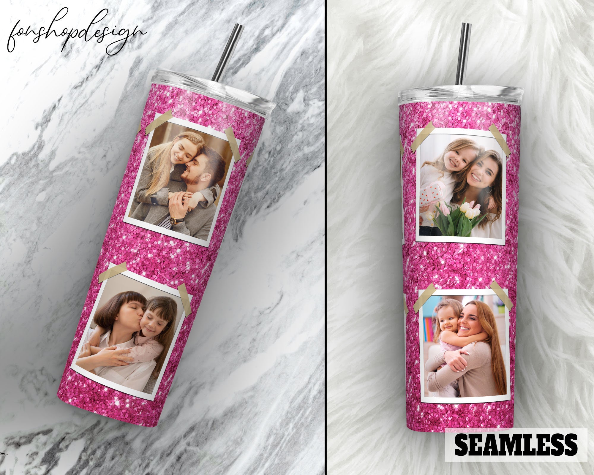 Pink Glitter Photo Frame 20oz Skinny Tapered and Straight - Etsy