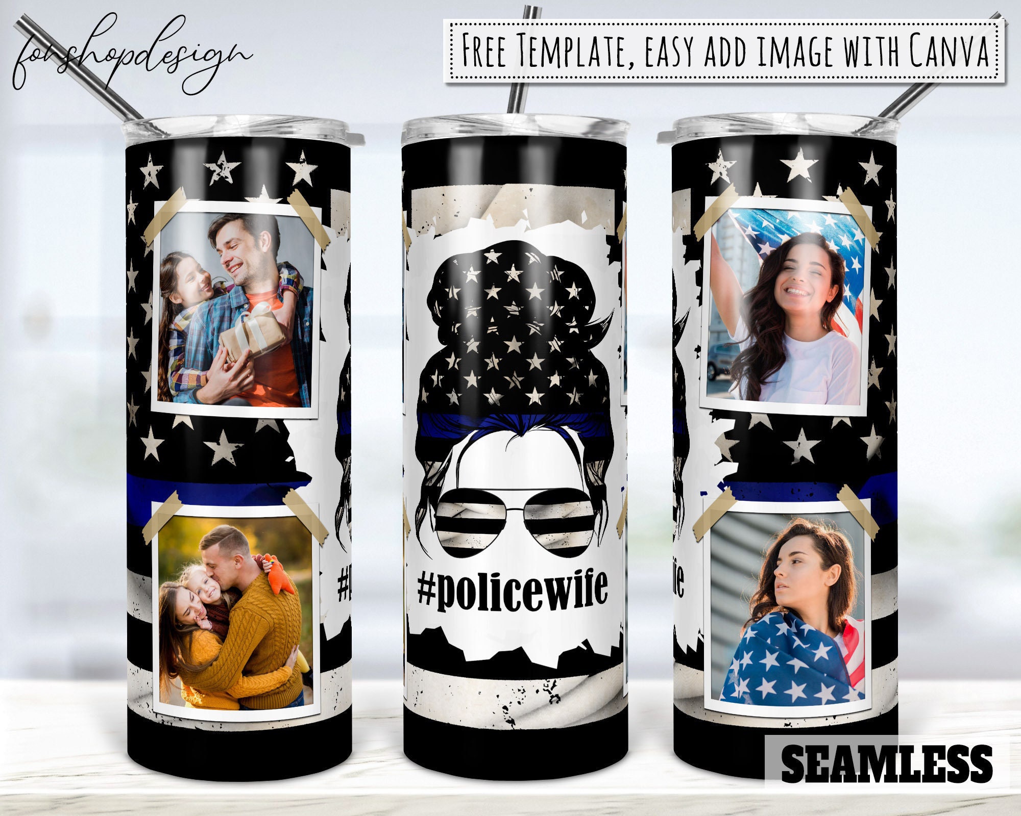 Police Wife Photo Frame 20oz Skinny Tapered and Straight - Etsy