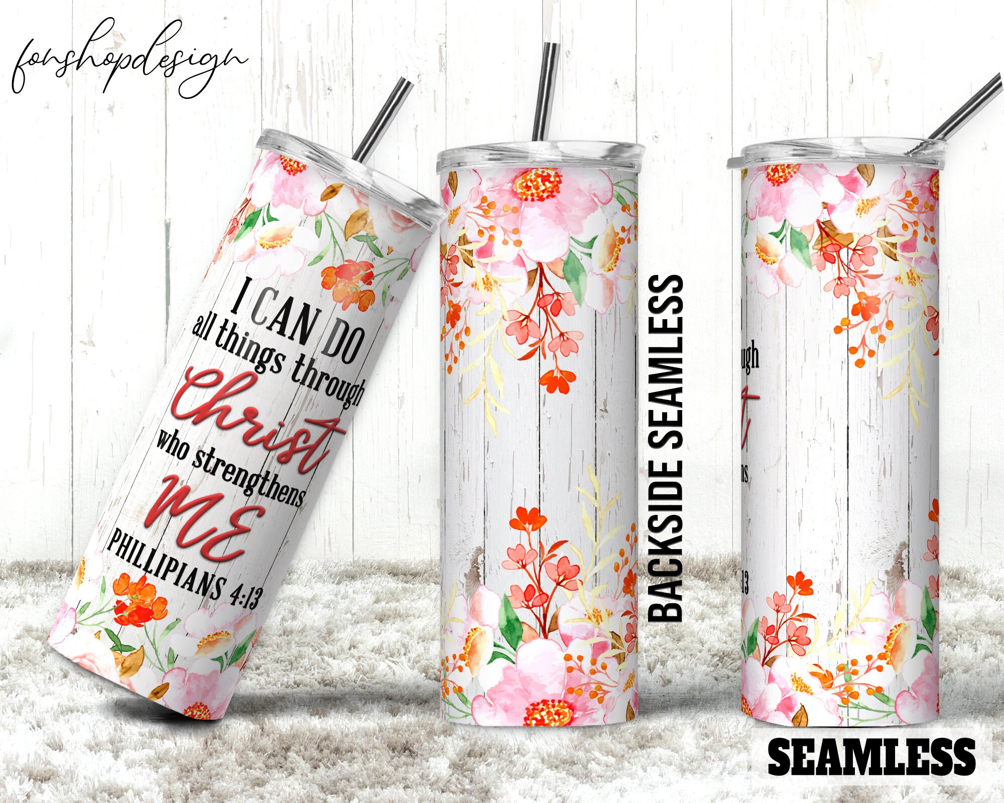 Christian Bible Verse Seamless Tumbler20 Oz Tumblerskinny - Etsy