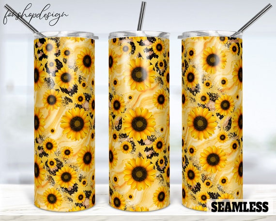 Sunflowers Marble Leopard Print Seamless 20oz Skinny Tapered & - Etsy