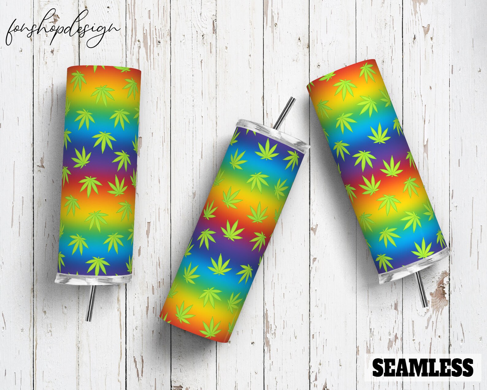 Colorful Marijuana Leaf Weed Seamless 20oz Skinny Tapered & - Etsy